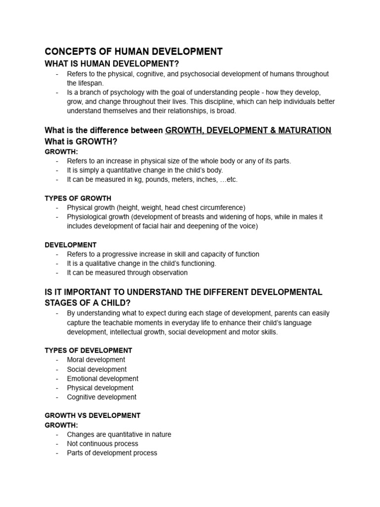 Concepts of Human Development | PDF | Adolescence | Schema (Psychology)