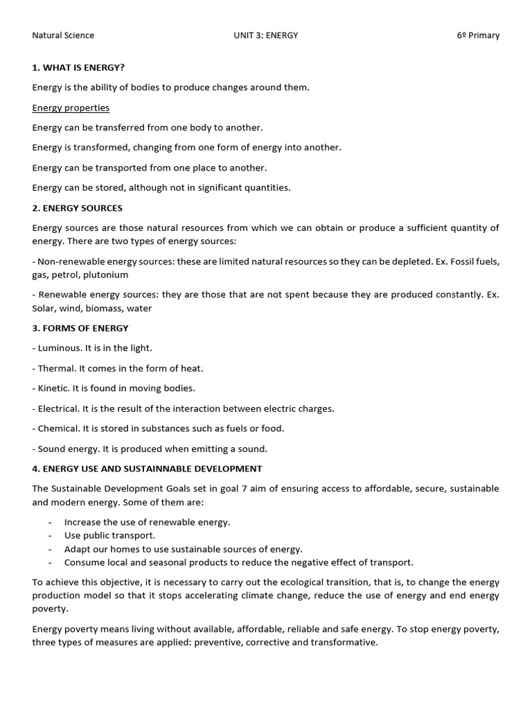 Energy Basics for 6th Grade Science | PDF