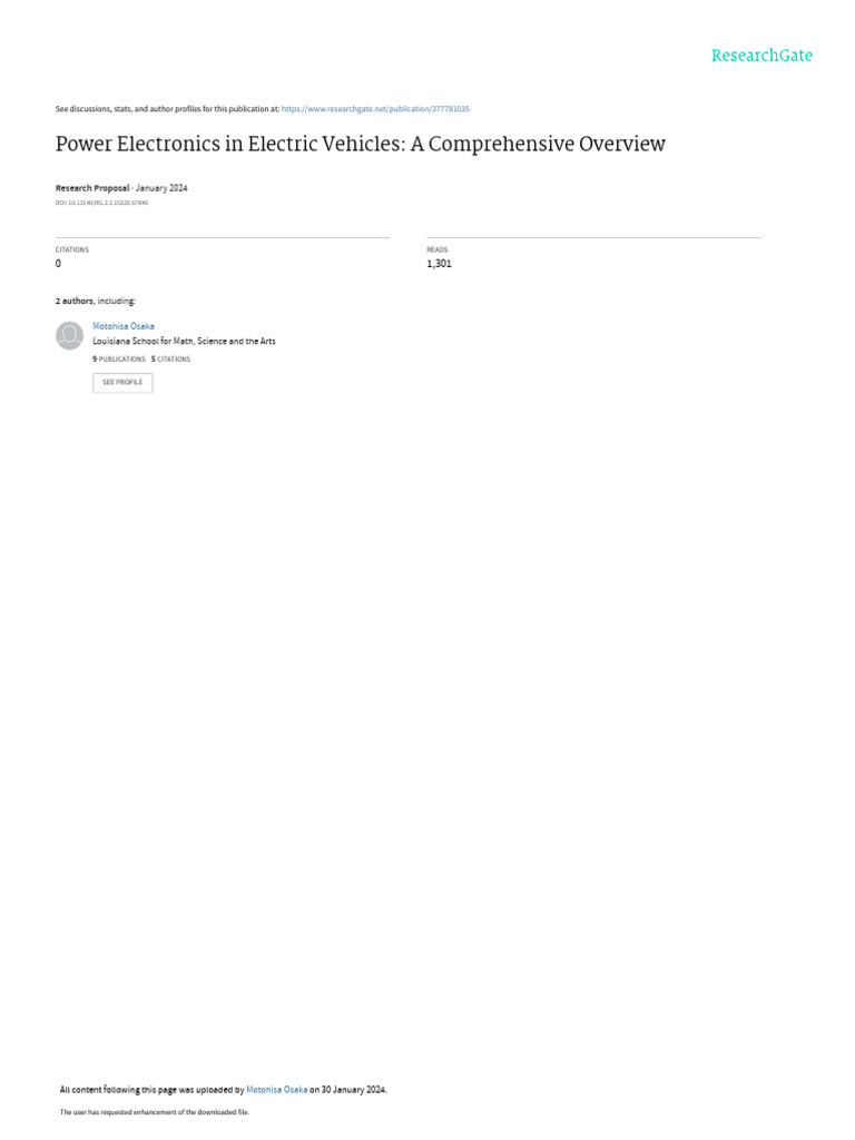 Power Electronics in Electric Vehicles: A Comprehensive Overview | PDF ...