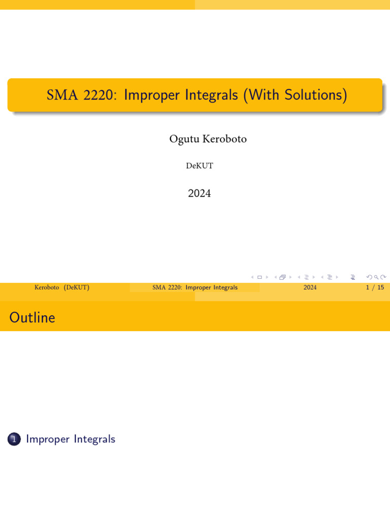 Convergence of Improper Integrals | PDF | Integral | Area