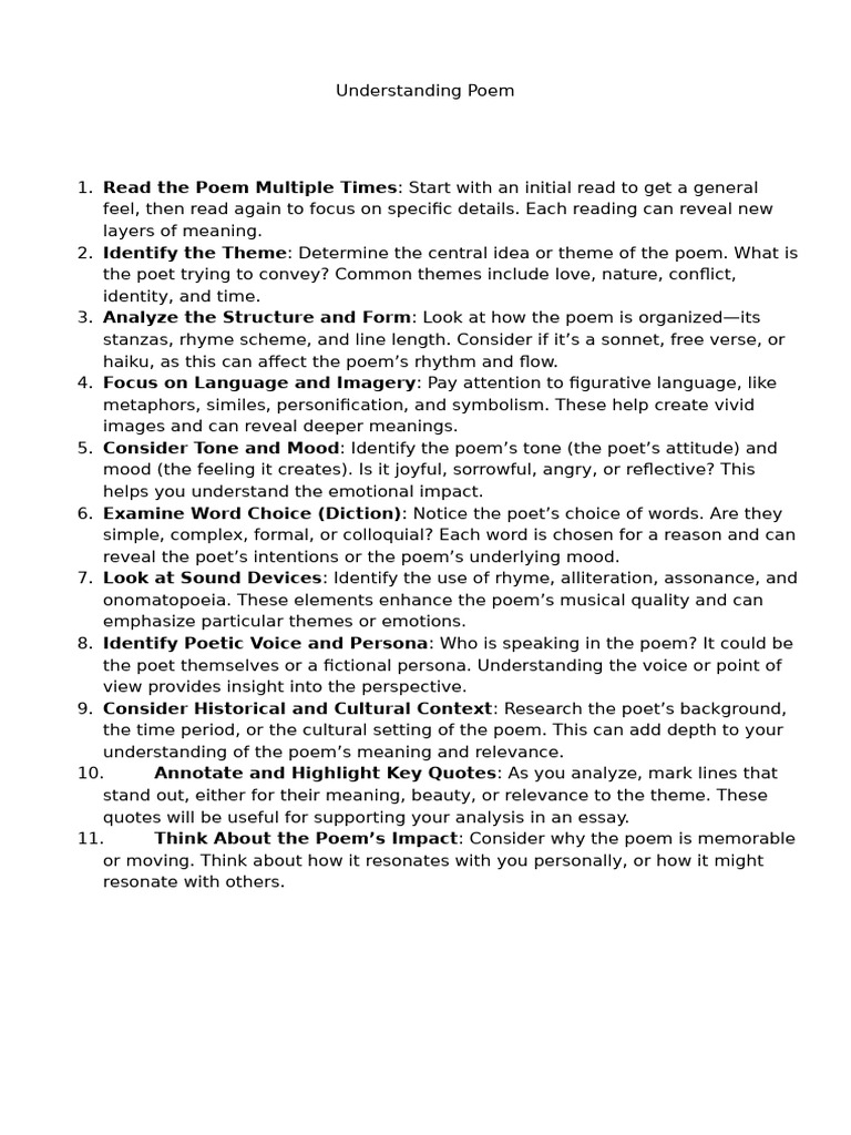 Understanding Poem | PDF | Poetry | General Fiction