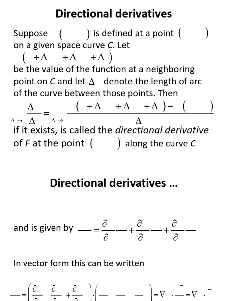 Directional Derivatives Explained | PDF | Derivative | Gradient