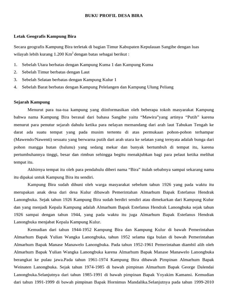 Buku Profil Kampung Bira Pdf