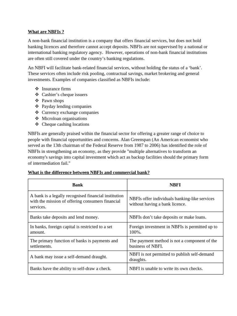 NBFI | PDF | Non Bank Financial Institution | Banks