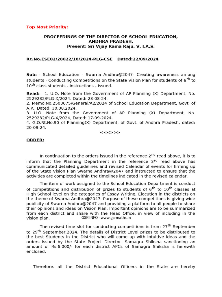 Swarna Andhra 2047 DSE Guidelines | PDF