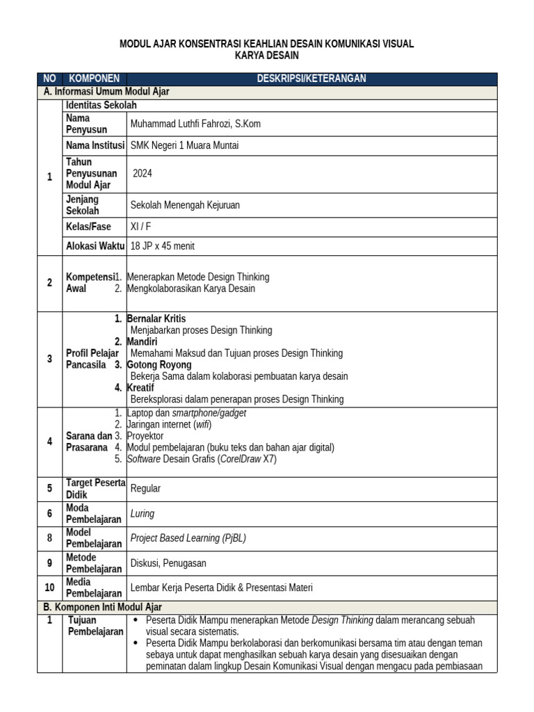 Modul Ajar DKV - Karya Desain | PDF