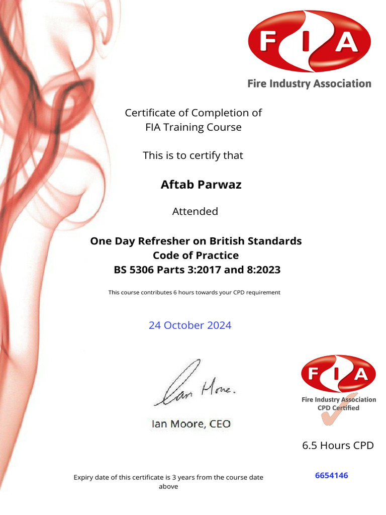 FIA Certificate | PDF