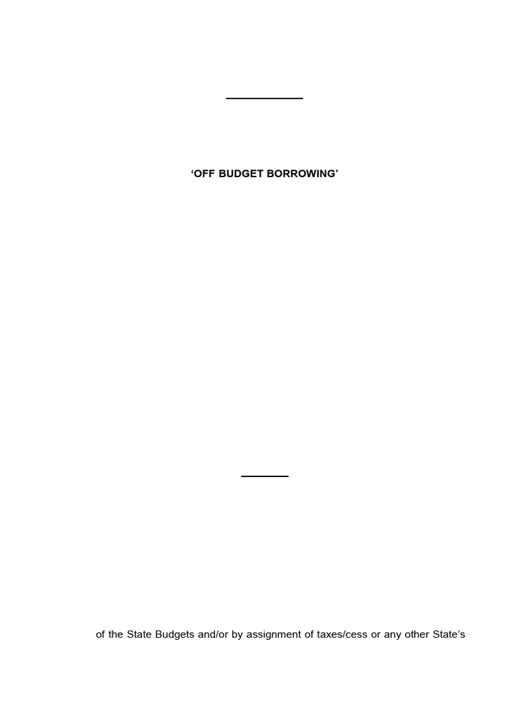 Off Budget Borrowings Clarifications | PDF | Government Of India ...