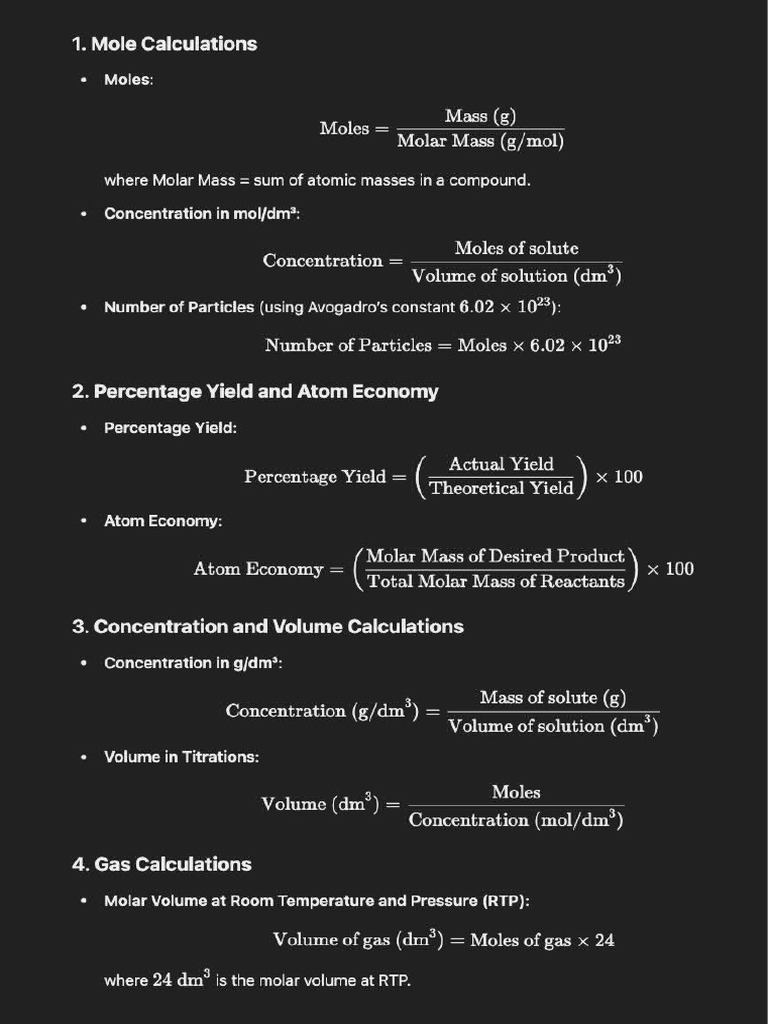 Chemistry AQA GCSE Equations | PDF