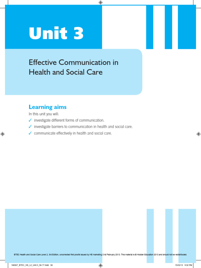 Unit 3 Effective Communication in Health and Social Care | PDF ...
