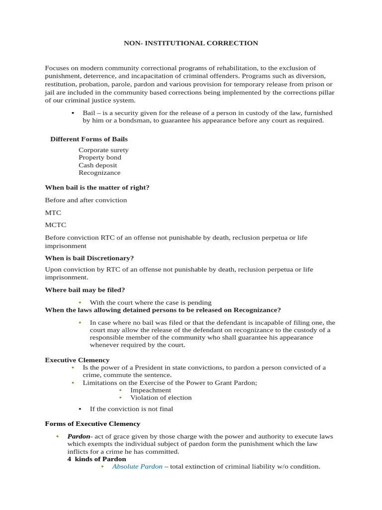 Non Institutional Correction | PDF | Probation | Pardon Non Institutional Correction | PDF | Probation | Pardon
