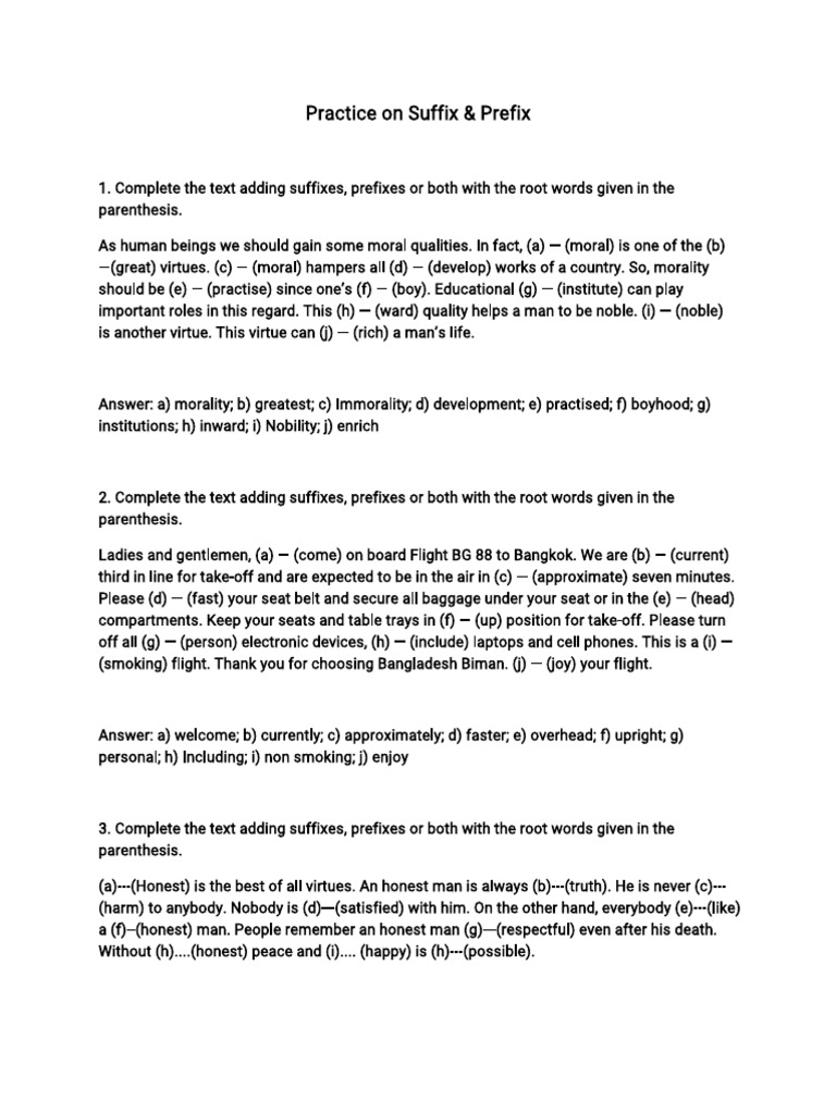 Suffix and Prefix | PDF | Literacy | Honey