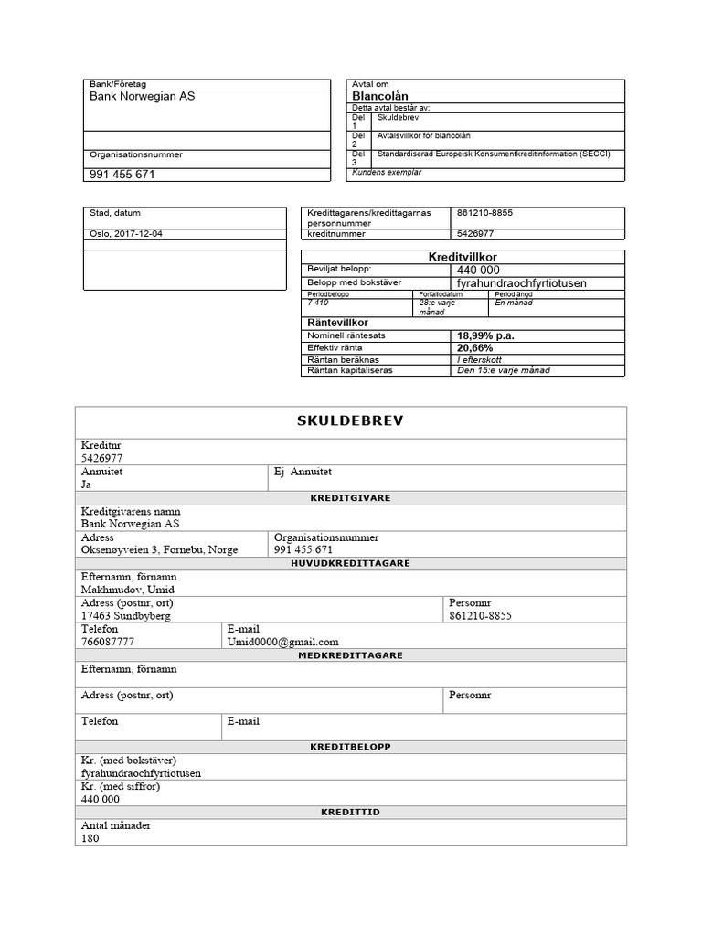 Skuldebrev | PDF