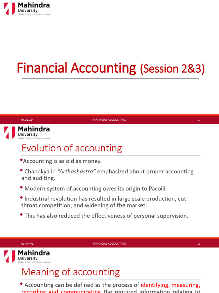 Financial Accounting Session 2&3 | PDF | Going Concern | Business