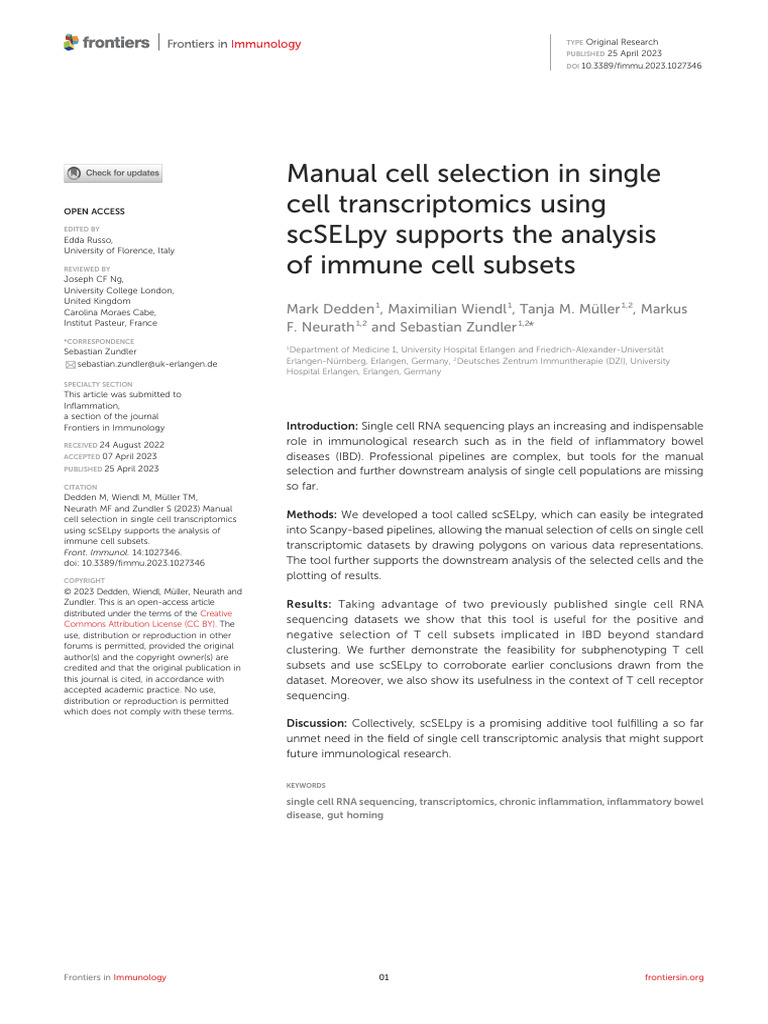 Manual Cell Selection in Single | PDF | Gene Expression | T Cell