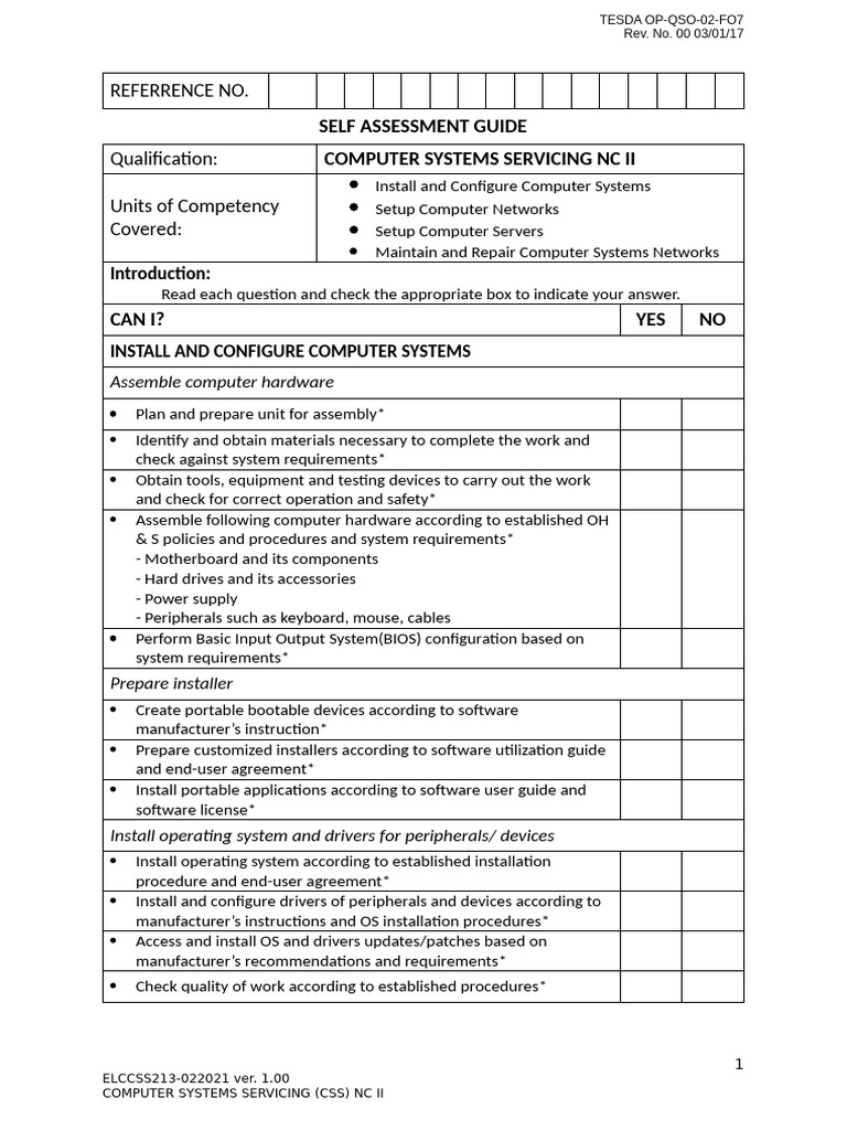 SAG-CSS-NC-II | PDF | Installation (Computer Programs) | Computer Network