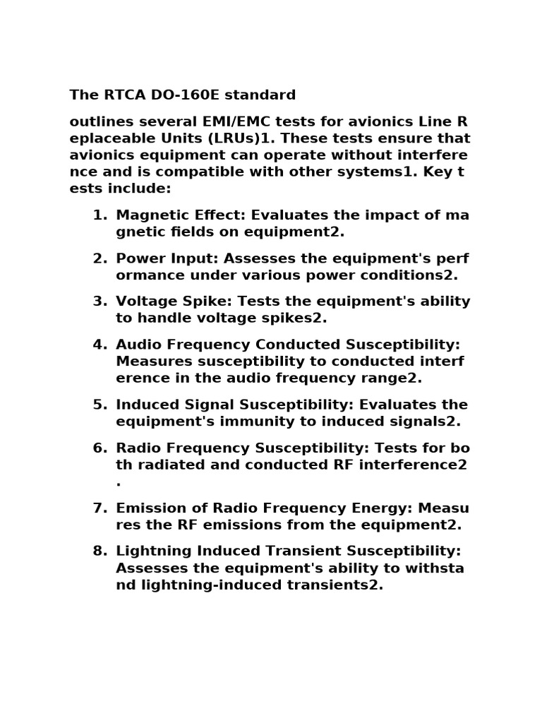 The RTCA DO-160E Standard Notes | PDF