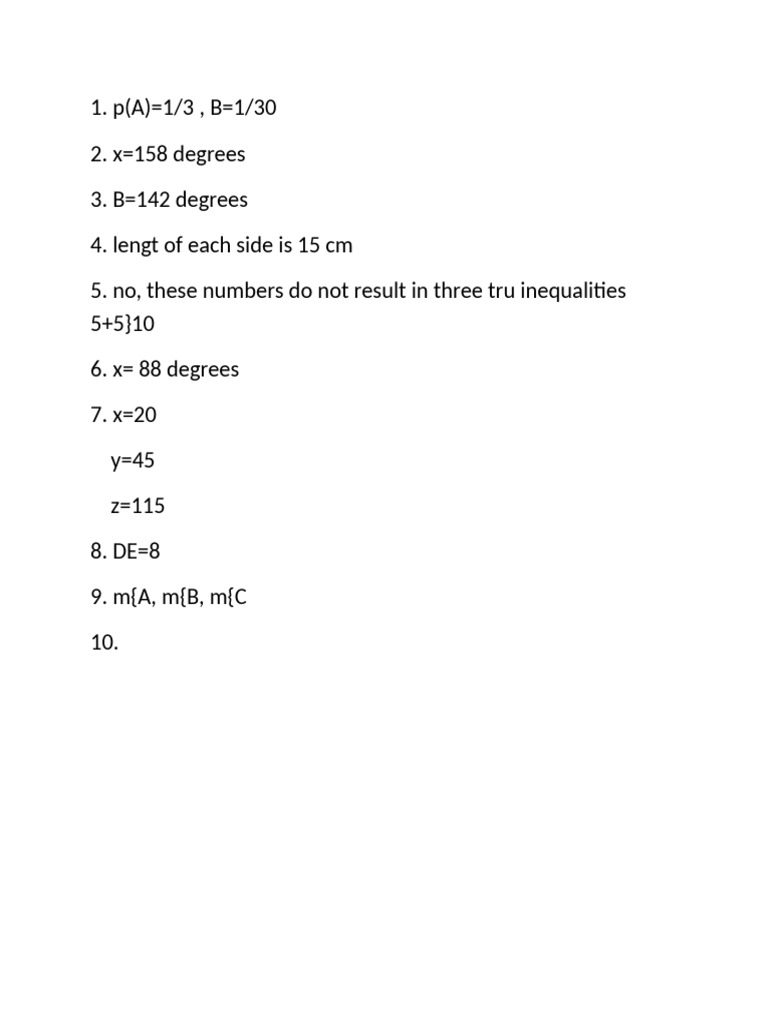 Math Problem Solutions Summary | PDF