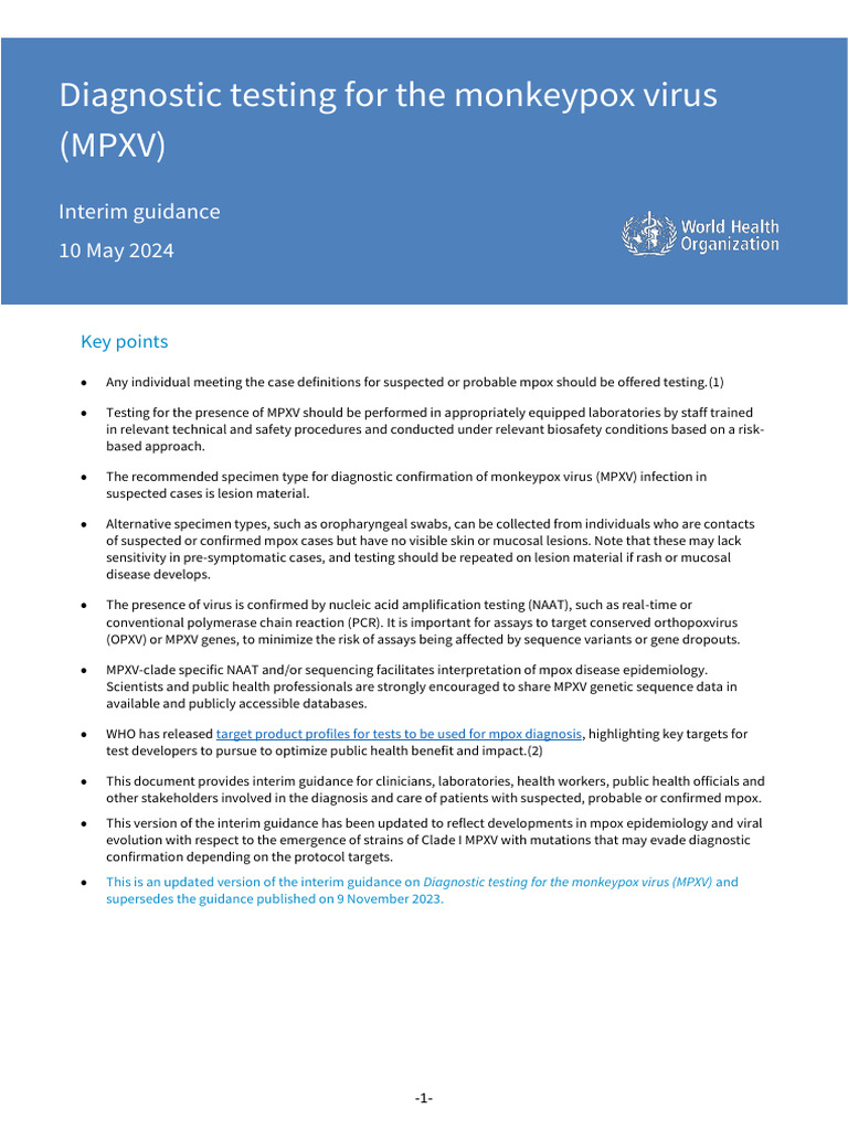 WHO MPX Laboratory 2024.1 Eng | PDF | Polymerase Chain Reaction | Smallpox