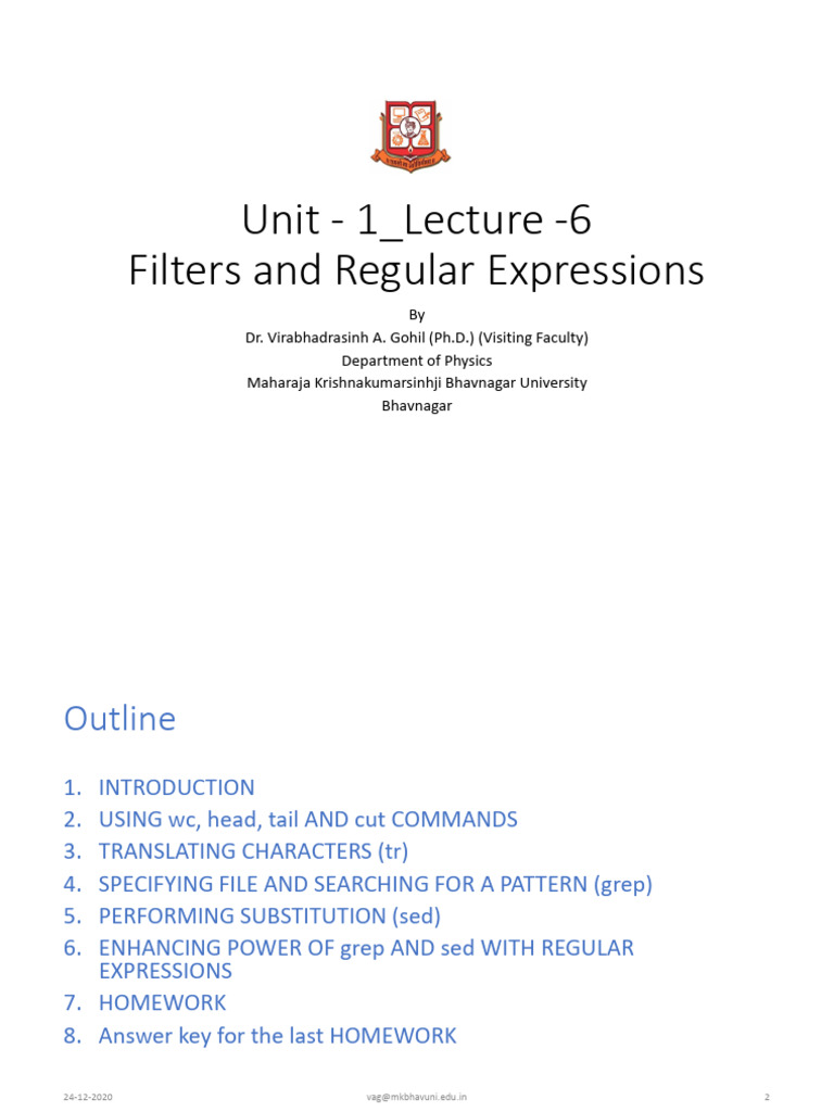 Linux Lecture-6 Finale | PDF | Regular Expression | Computer File
