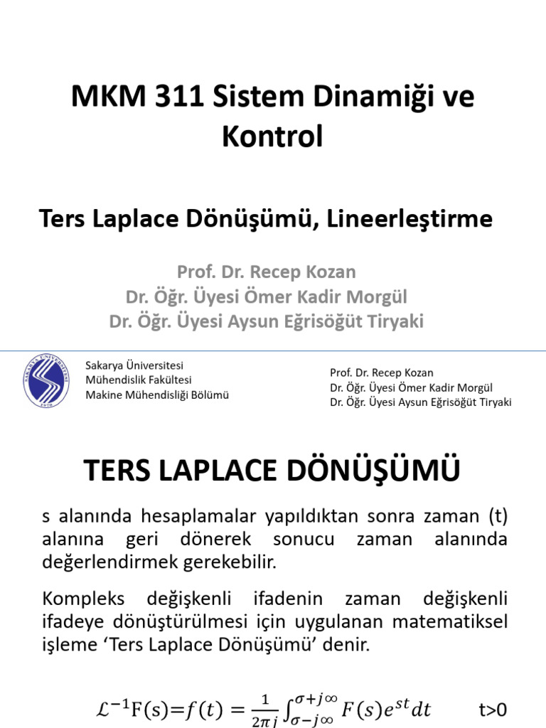 MKM 311 Sistem Dinami I Ve Kontrol - 3 - Ters - Laplace | PDF