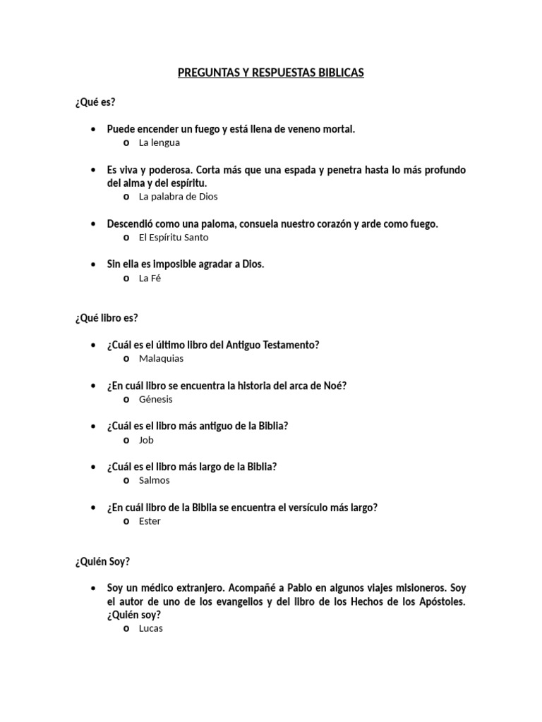 Preguntas y Respuestas Biblicas | PDF