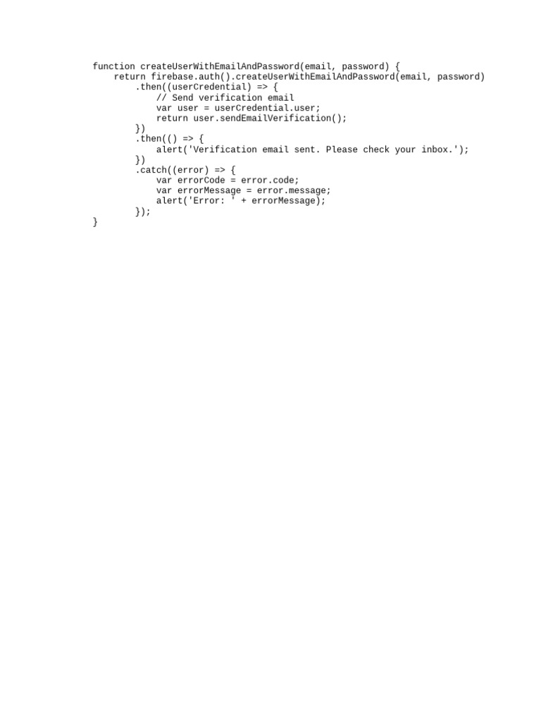 Function CreateUserWithEmailAndPassword | PDF