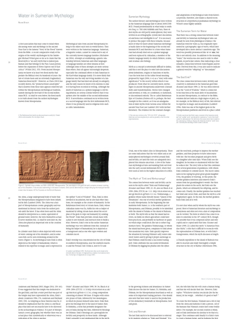 Sumerian Water Myths Explained | PDF | Sumer | Mesopotamia