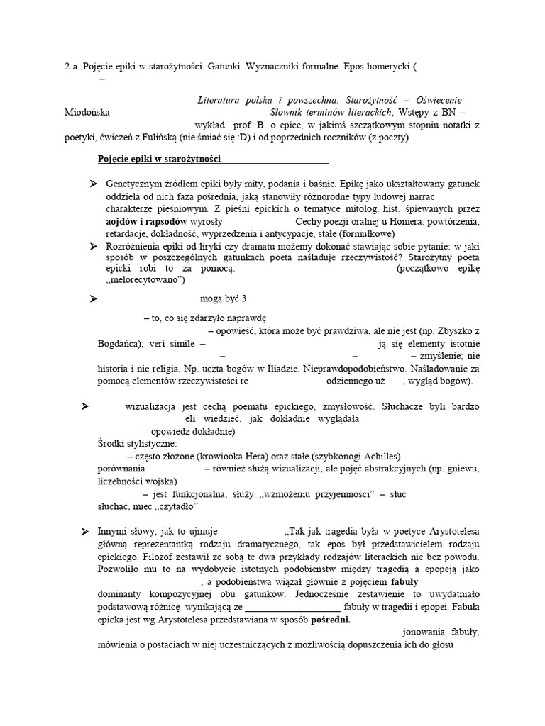 T. 2a - Traditio Pagana - Pojęcie Epiki W Starożytności | PDF