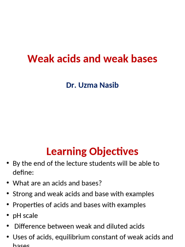 Understanding Weak Acids and Bases | PDF