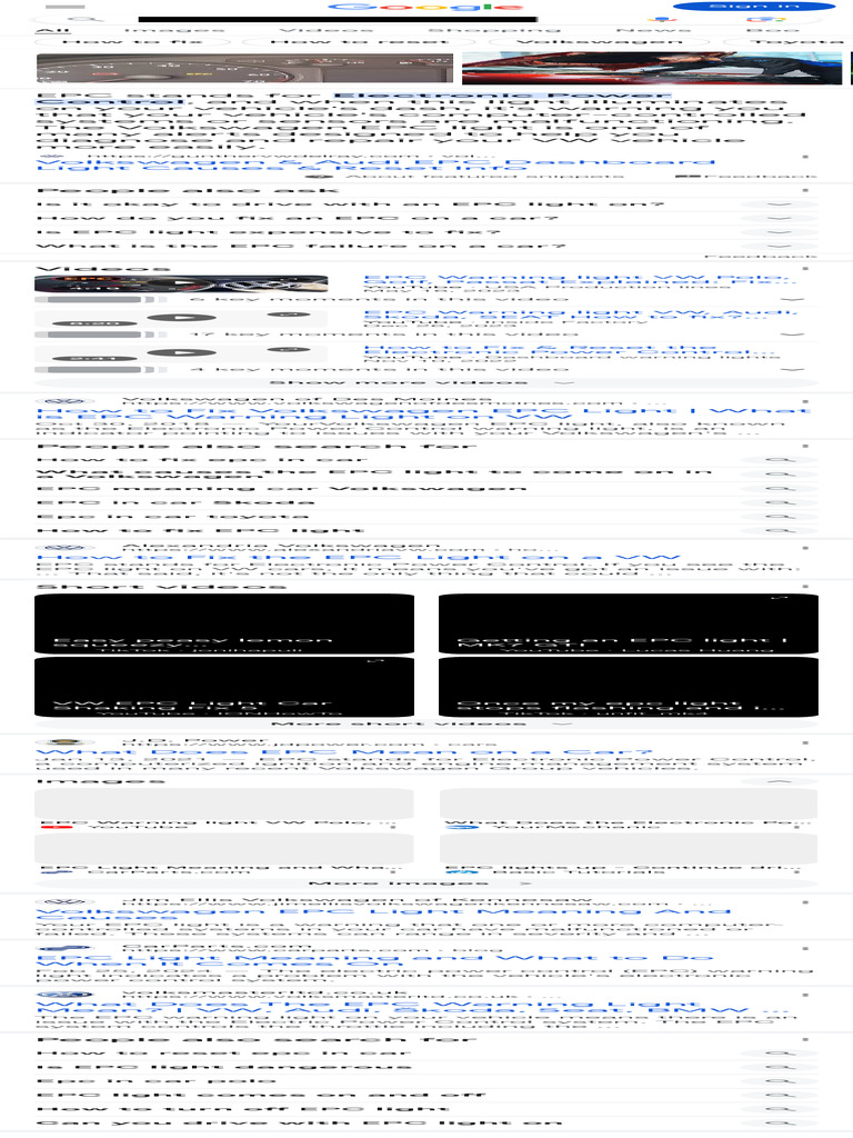 Understanding VW EPC Light Issues | PDF | Volkswagen | Automotive ...