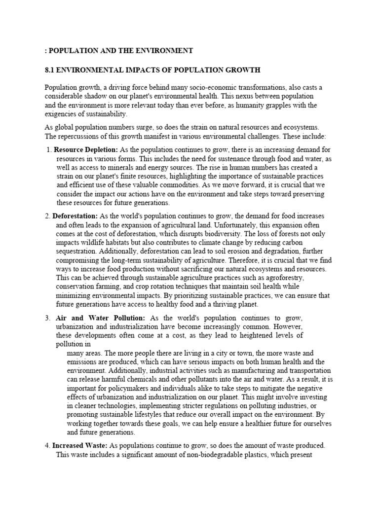 Impact of Population Growth on Environment | PDF | Sustainability ...