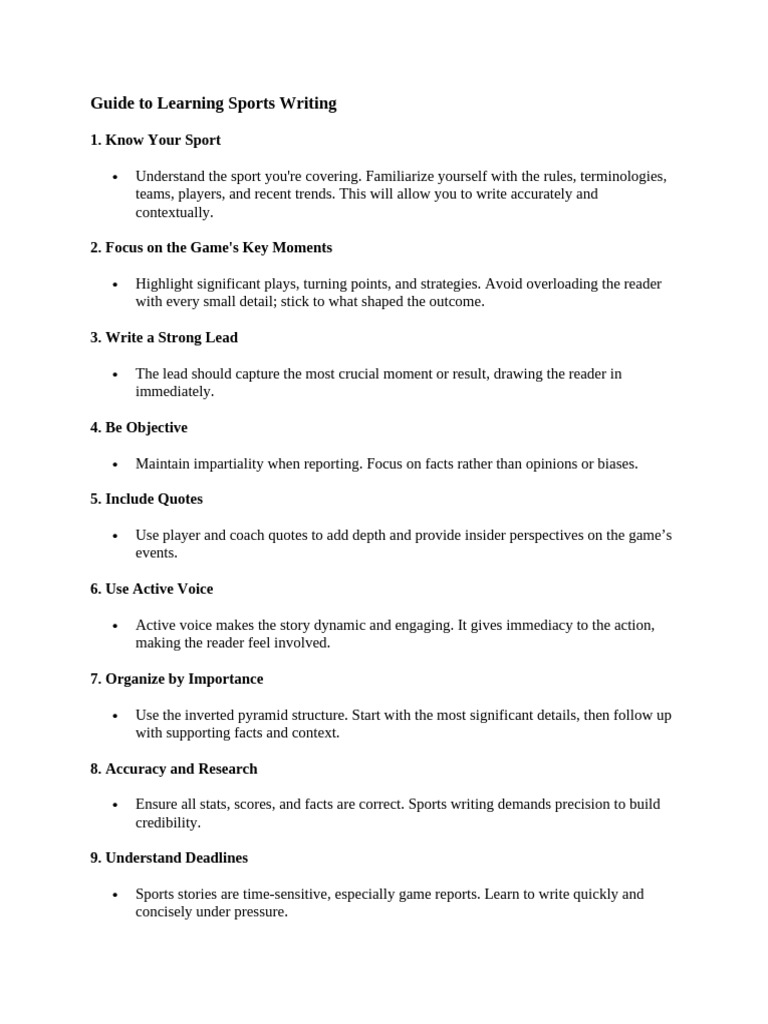 Essential Tips for Sports Writing | PDF | Career & Growth | Business