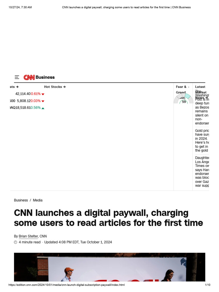 CNN Launches A Digital Paywall, Charging Some Users To Read Articles ...