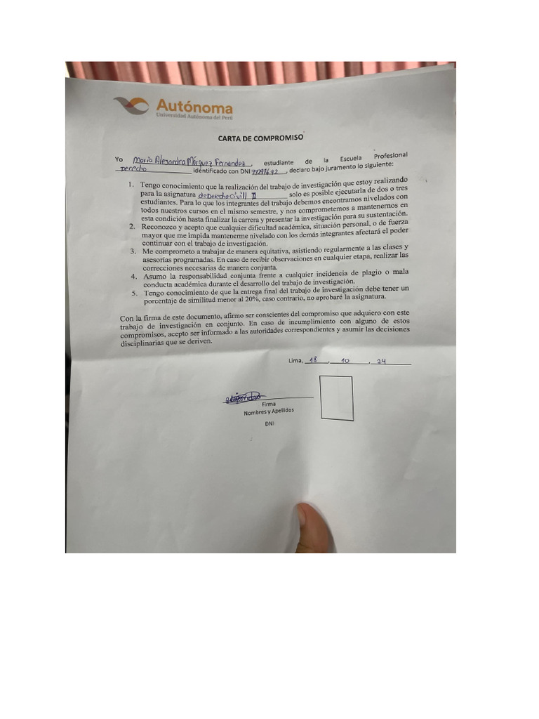 Hoja de compromiso | PDF