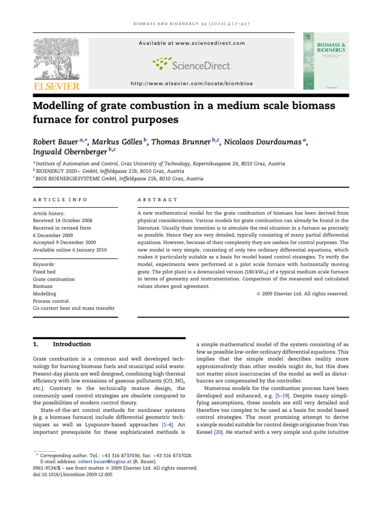 Simple Model for Biomass Grate Combustion | PDF | Combustion | Reaction ...