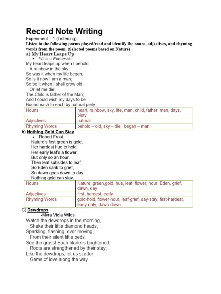 Record_Note_Writing_english | PDF | Junk Food | Truth