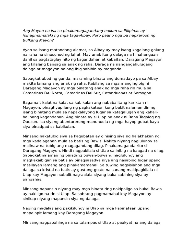 Alamat NG Bulkang Mayon | PDF