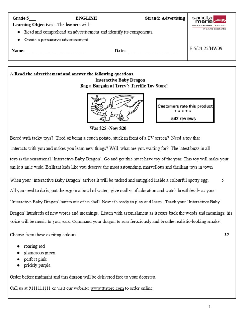 Grade 5 Advertisement Writing Guide | PDF | Adjective | Languages