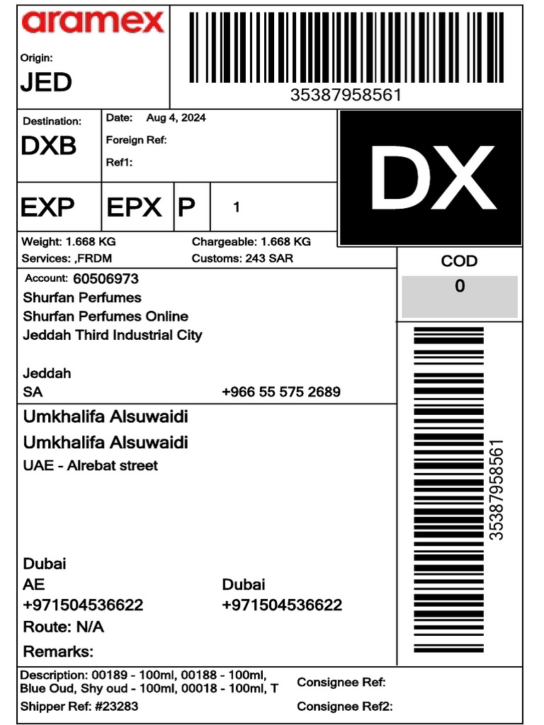 Aramex Label 23283 International-Merged | PDF | Perfumery | Perfume