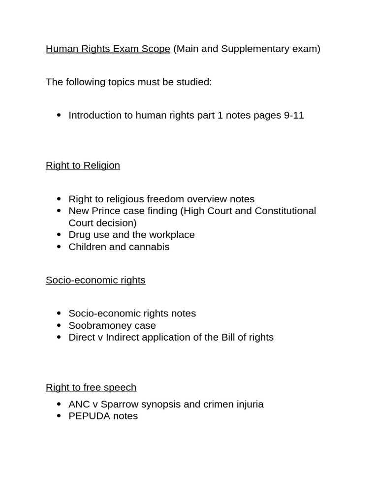 Human Rights Exam Scope | PDF