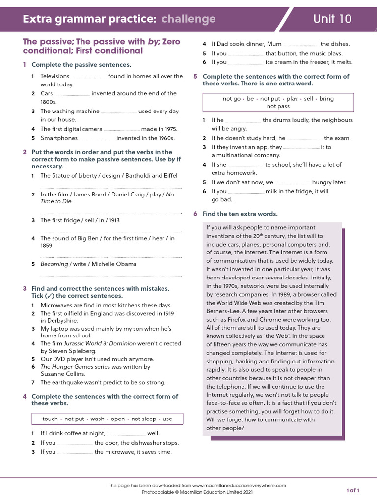 A2 U10 Extra Grammar Practice Challenge | PDF