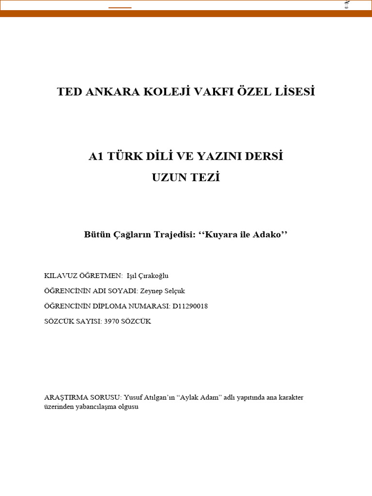 Bütün Çağların Trajedisi Kuyara Ile Adako | PDF