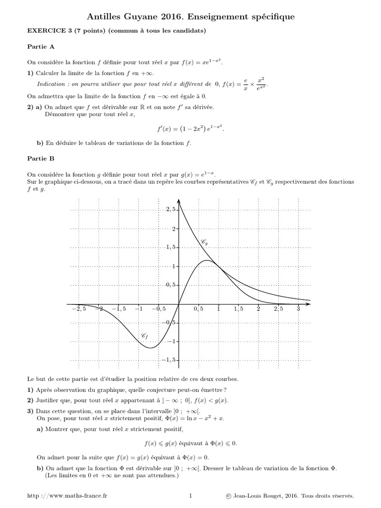 2016 Antilles Guyane Exo3 - Enonce | PDF | Mathématiques | Analyse mathématique