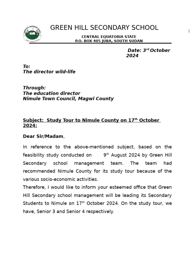Letter To Director Education Dept Terekeka County-1 | PDF