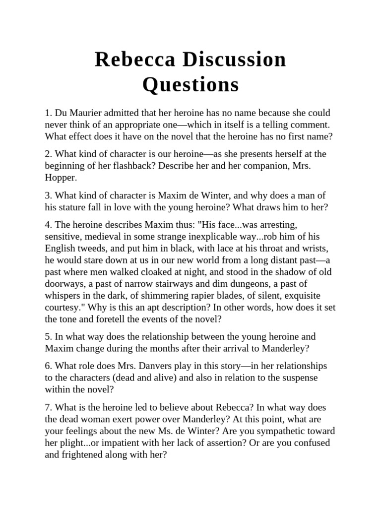 Rebecca Quesions | PDF Rebecca Quesions | PDF