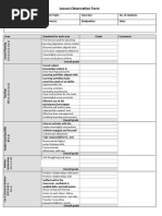 Lesson Observation Form Template 2023 | PDF