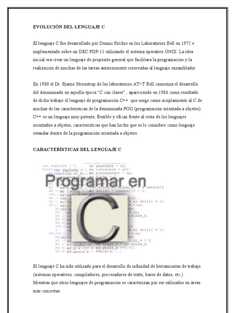 Evolución Del Lenguaje C | PDF | Lenguaje de programación | Compilador