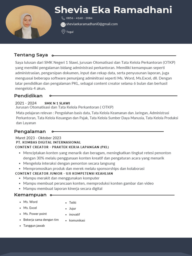 CV Shevia Eka Ramadhani | PDF