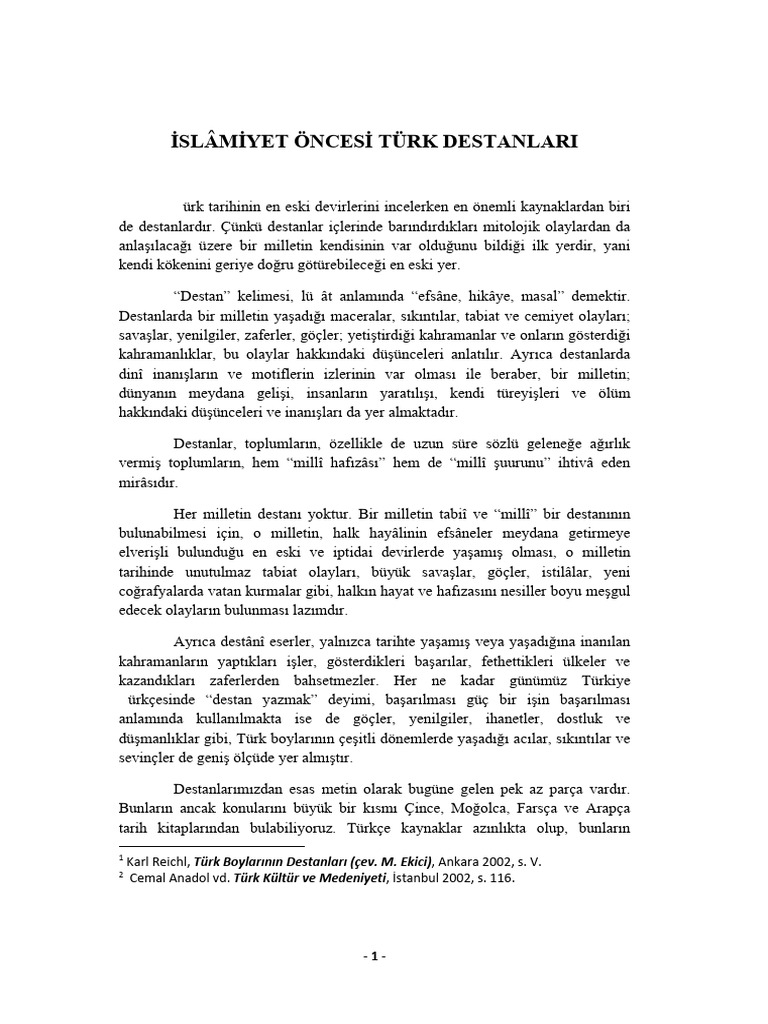 Islamiyet Oncesi Turk Destanlari | PDF